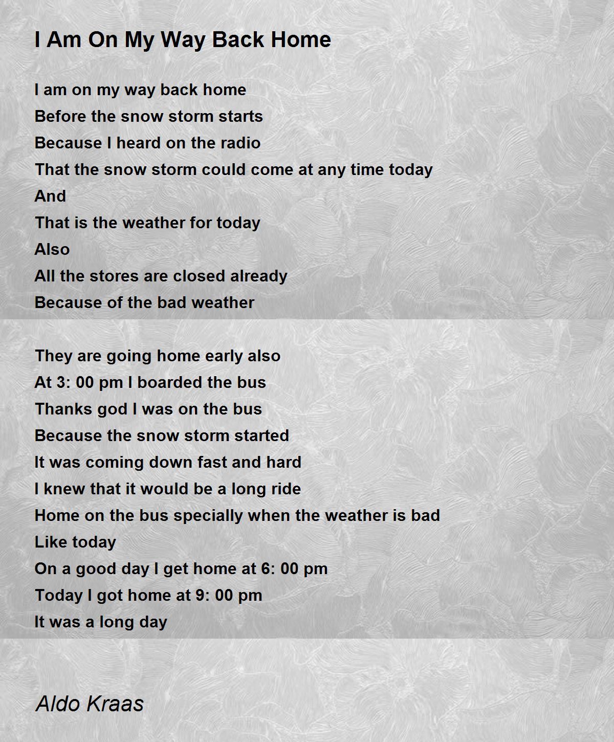 I Am On My Way Back Home - I Am On My Way Back Home Poem by Aldo Kraas