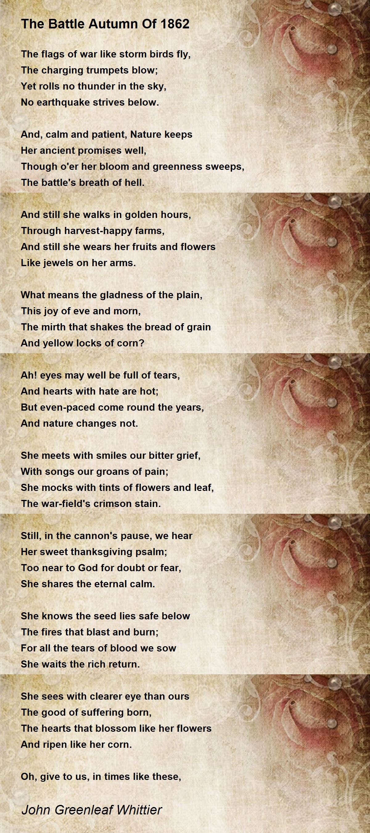 The Battle Autumn Of 1862 Poem by John Greenleaf Whittier - Poem Hunter