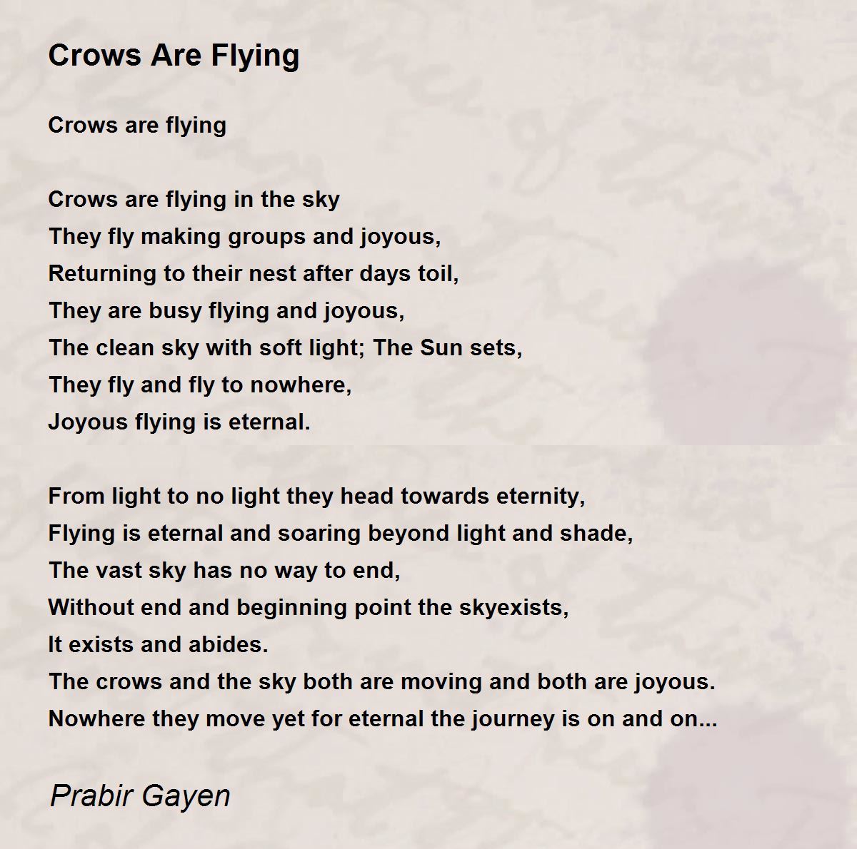 Crows Are Flying - Crows Are Flying Poem by Prabir Gayen