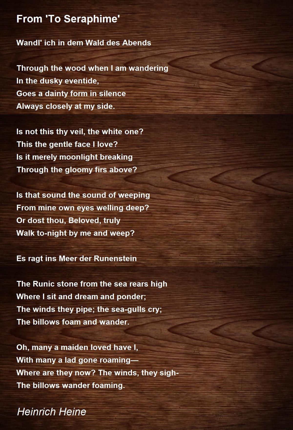 From 'To Seraphime' Poem by Heinrich Heine - Poem Hunter