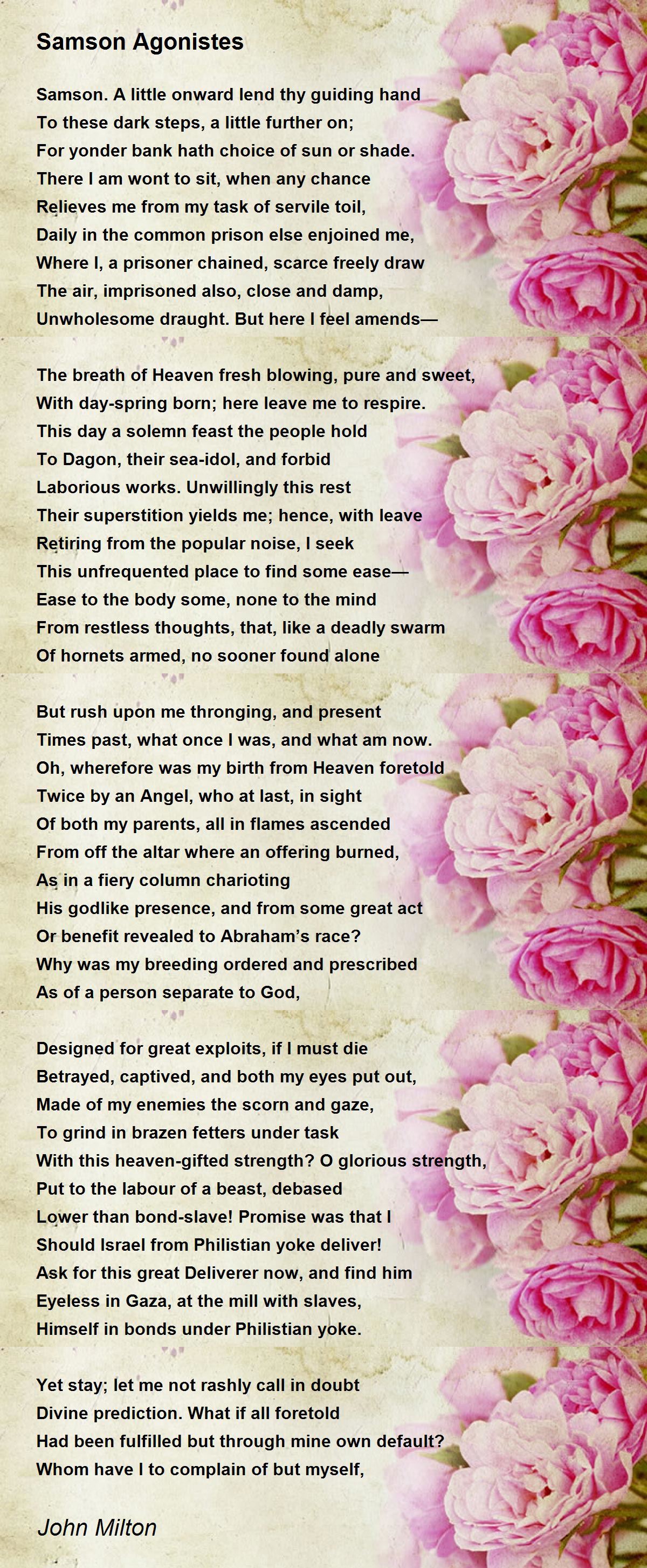 Samson Agonistes Quotes Samson Agonistes Summary PDF | John Milton
