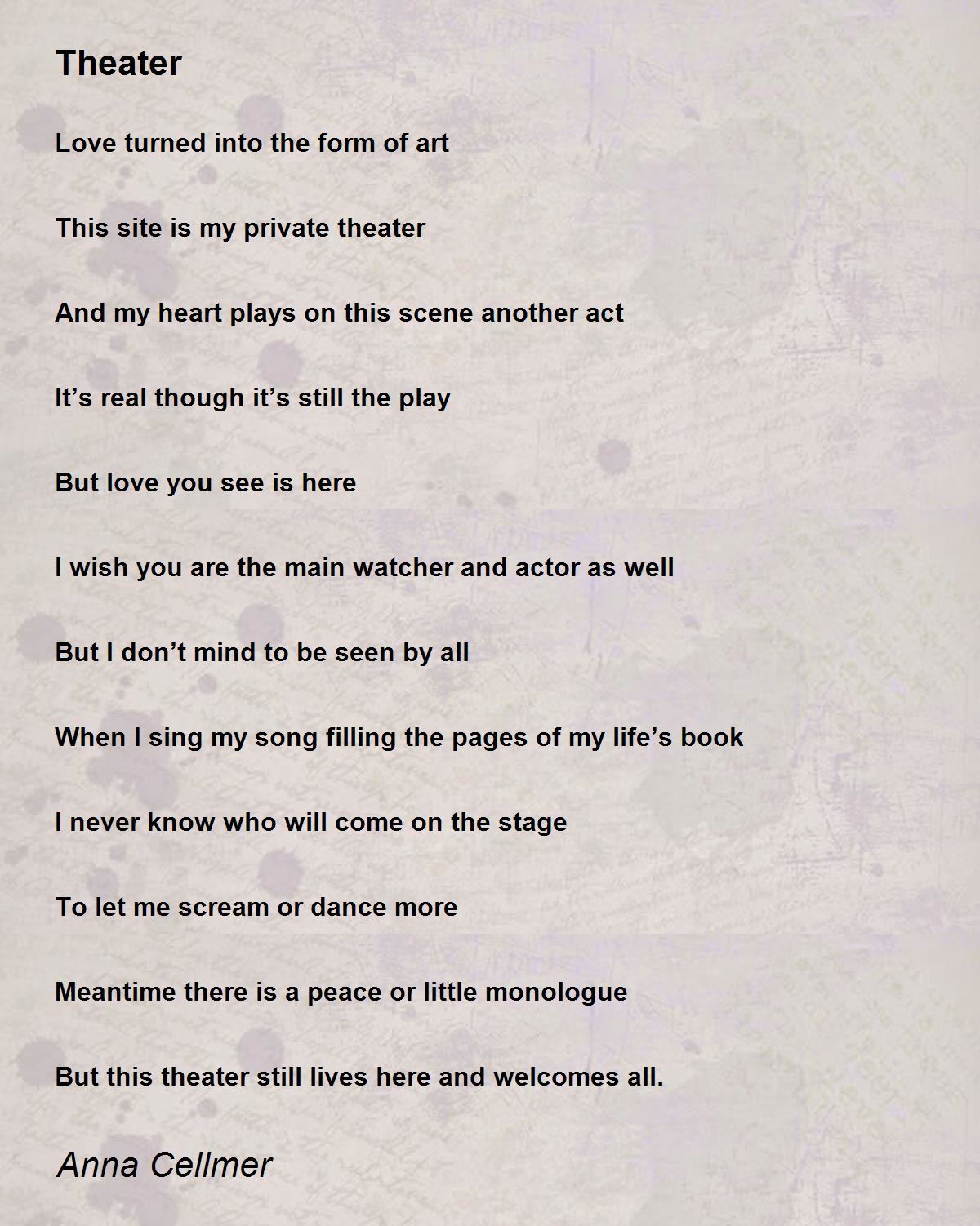 Theater - Theater Poem by Anna Cellmer