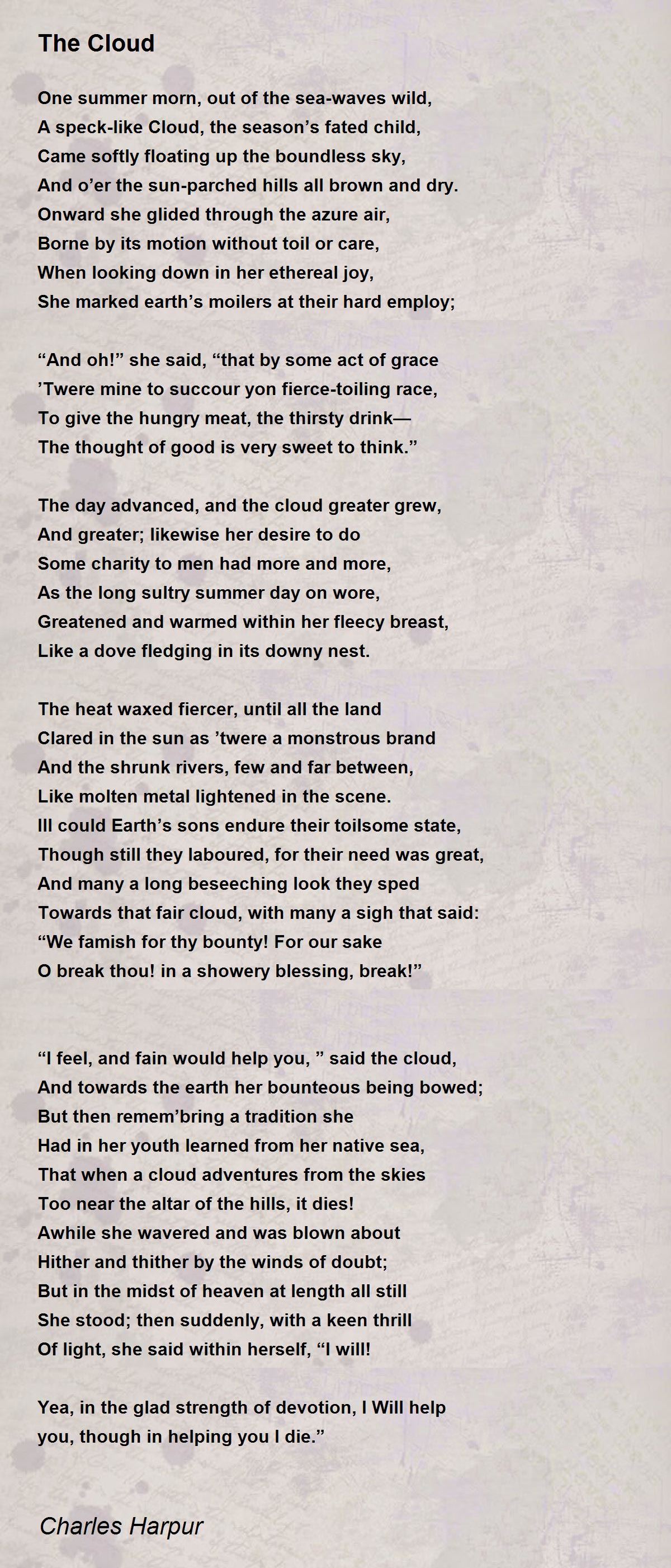 The Cloud - The Cloud Poem by Charles Harpur