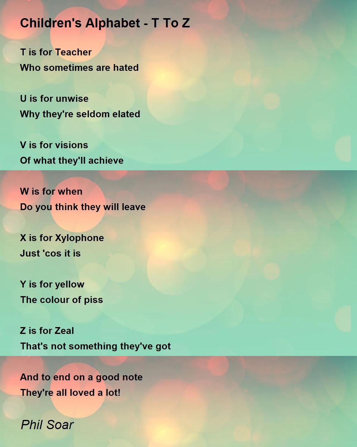 Children's Alphabet - T To Z - Children's Alphabet - T To Z Poem by ...