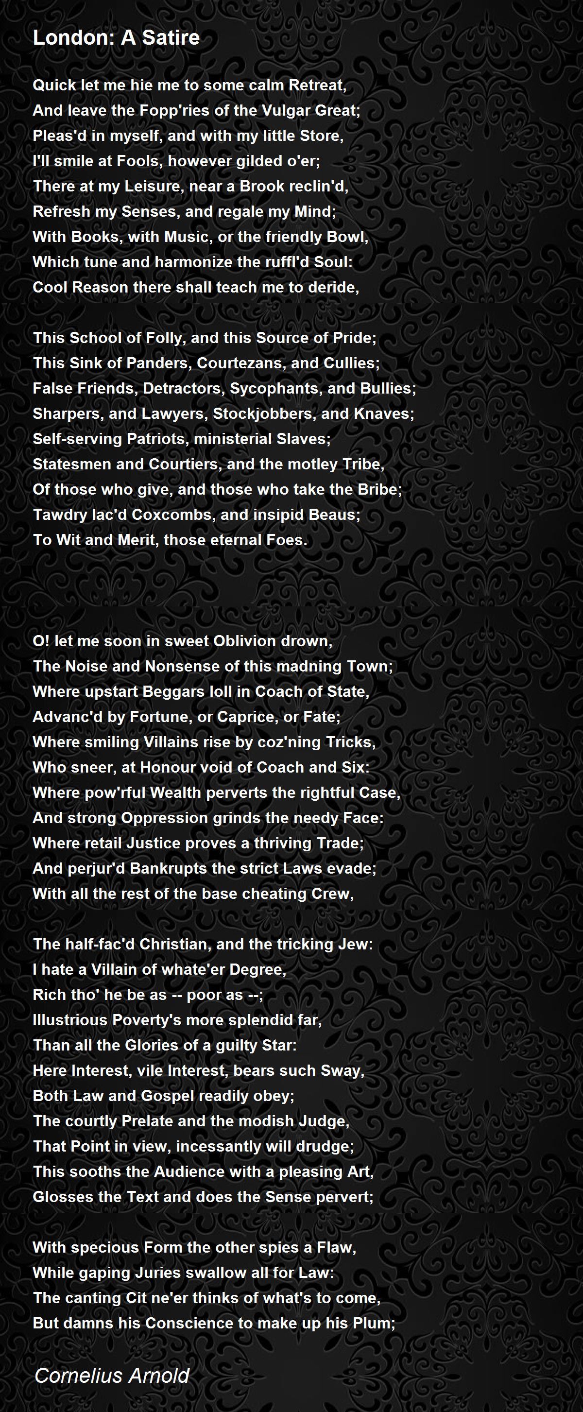 London: A Satire - London: A Satire Poem by Cornelius Arnold