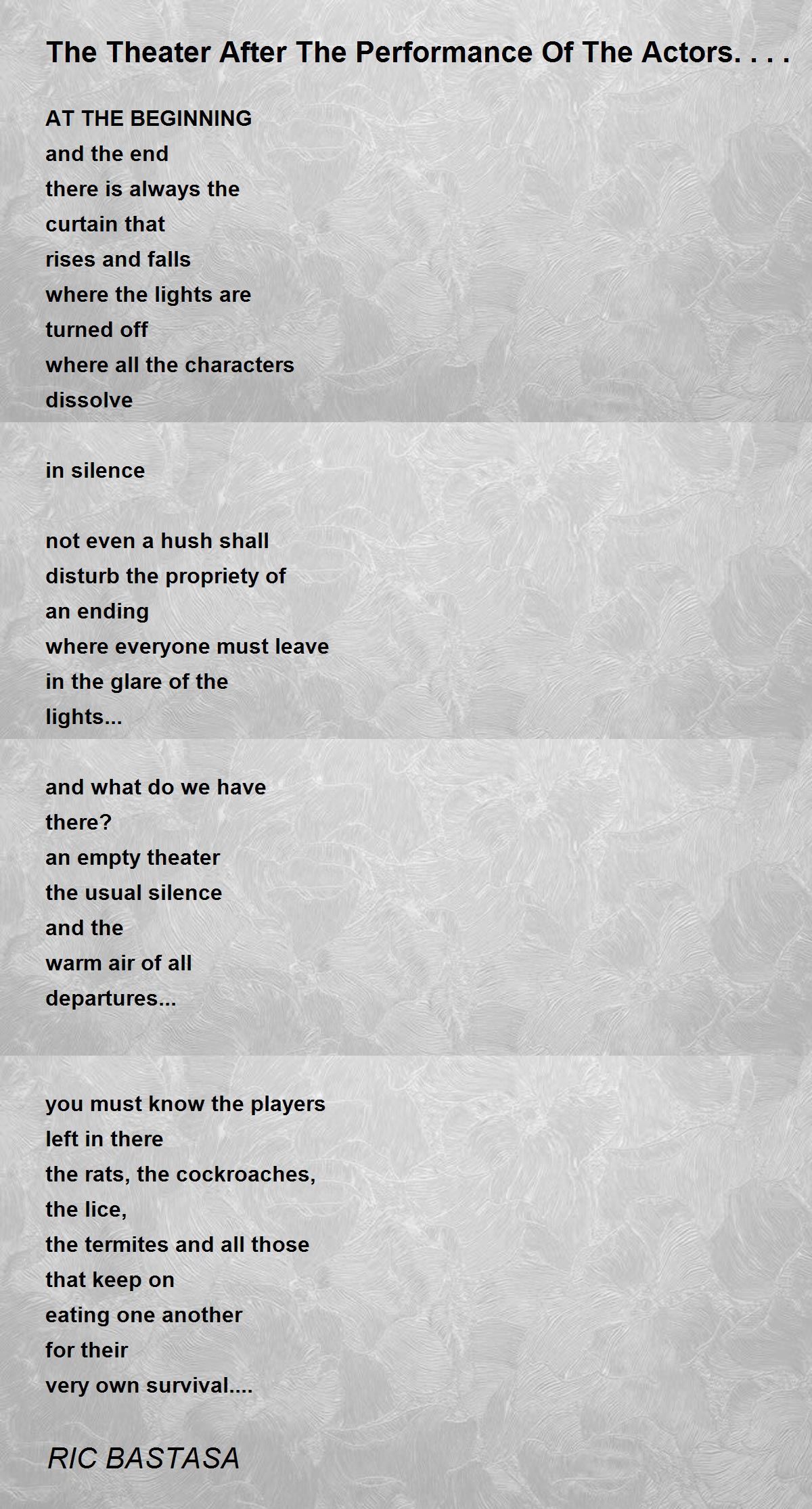 The Theater After The Performance Of The Actors.... - The Theater After ...