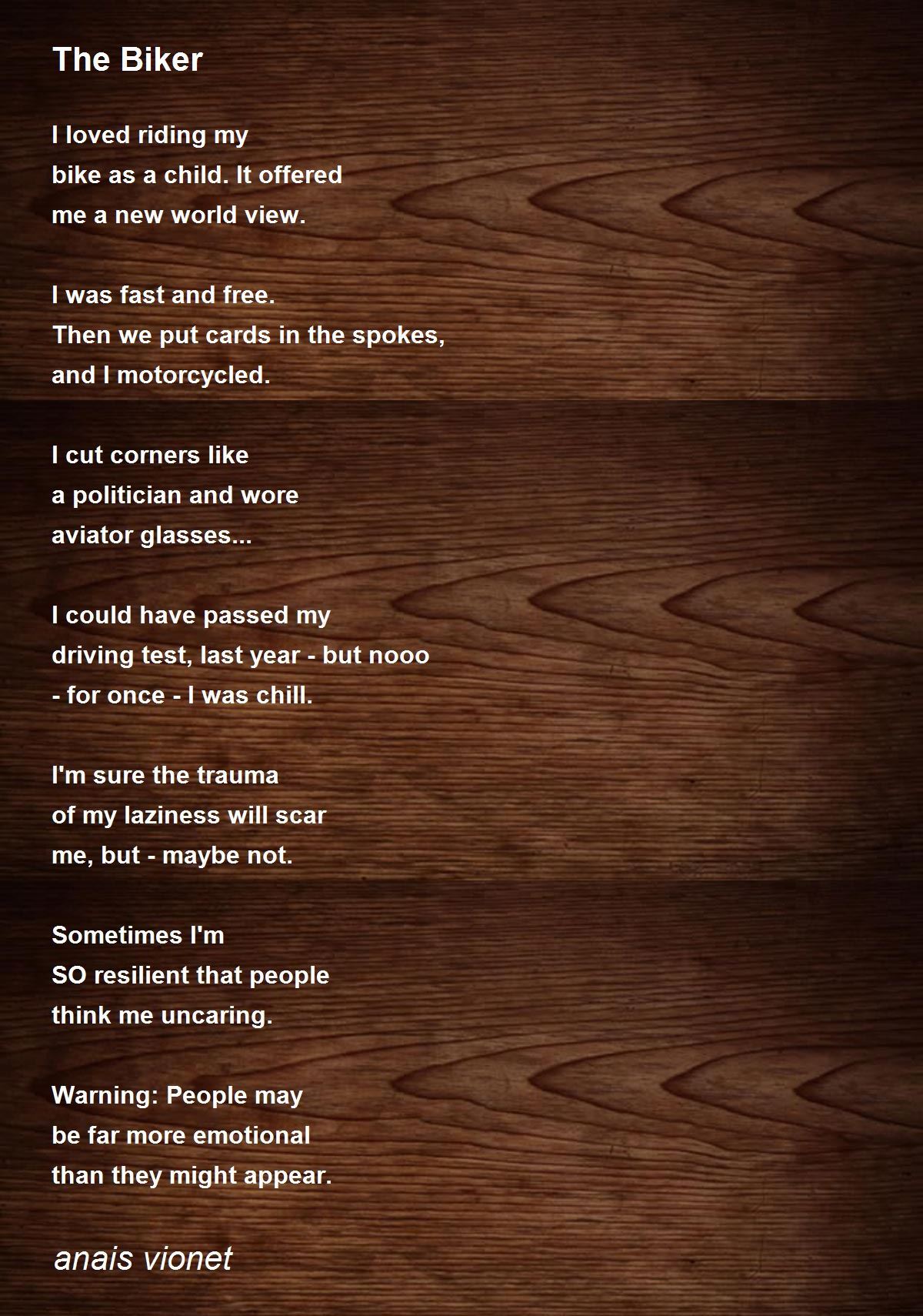 The Biker - The Biker Poem by anais vionet