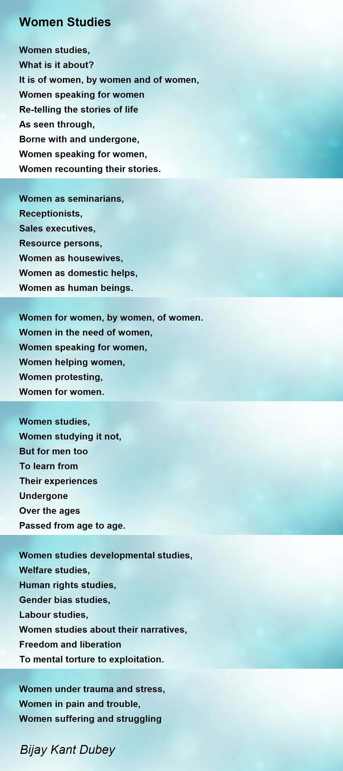 Women Studies - Women Studies Poem by Bijay Kant Dubey