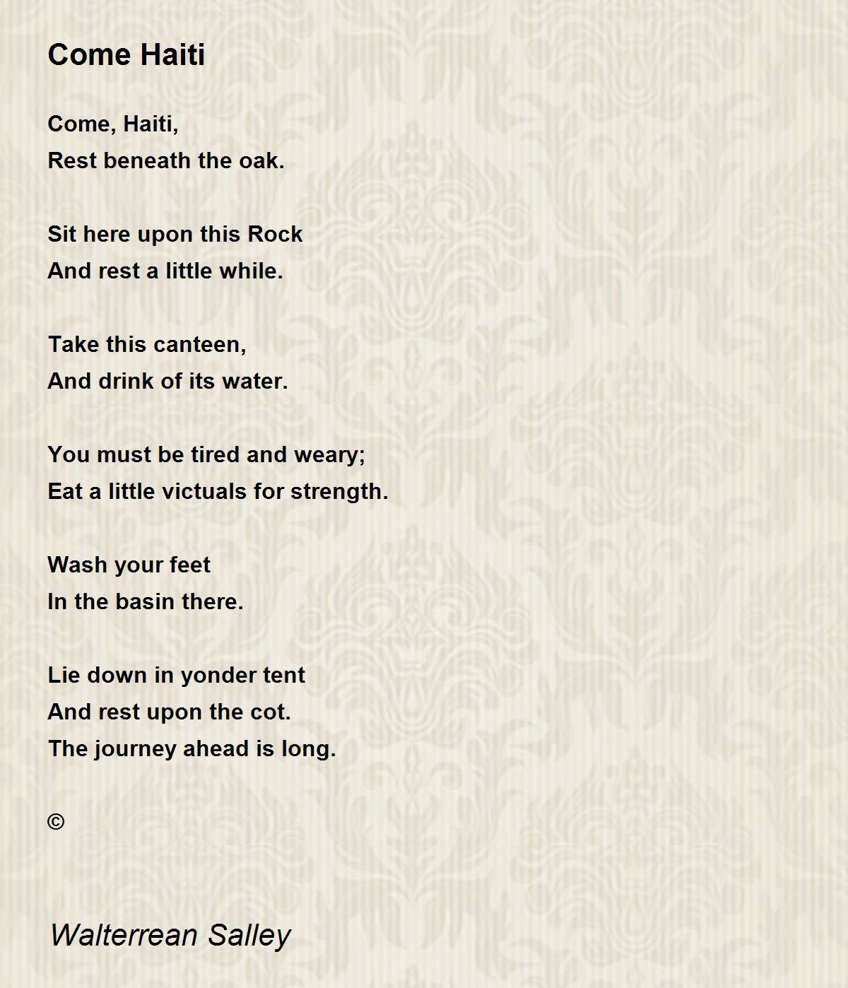 Come Haiti - Come Haiti Poem by Walterrean Salley
