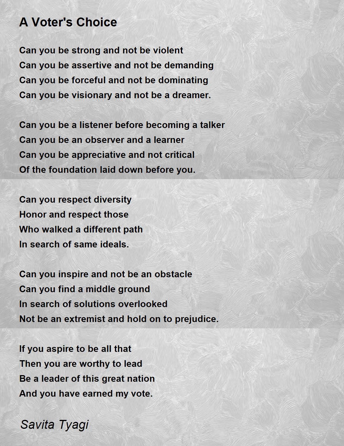 A Voter's Choice - A Voter's Choice Poem by Savita Tyagi