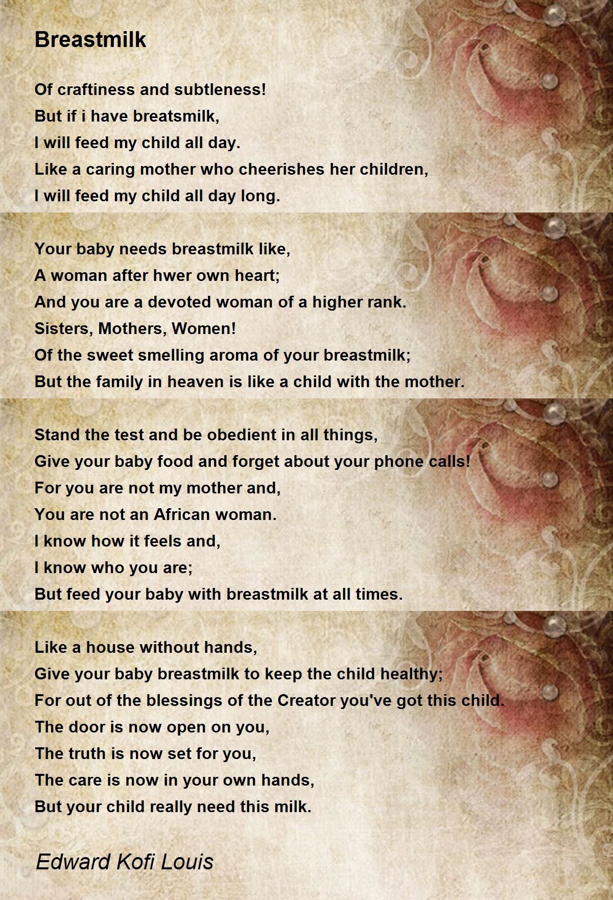 Breastmilk - Breastmilk Poem by Edward Kofi Louis
