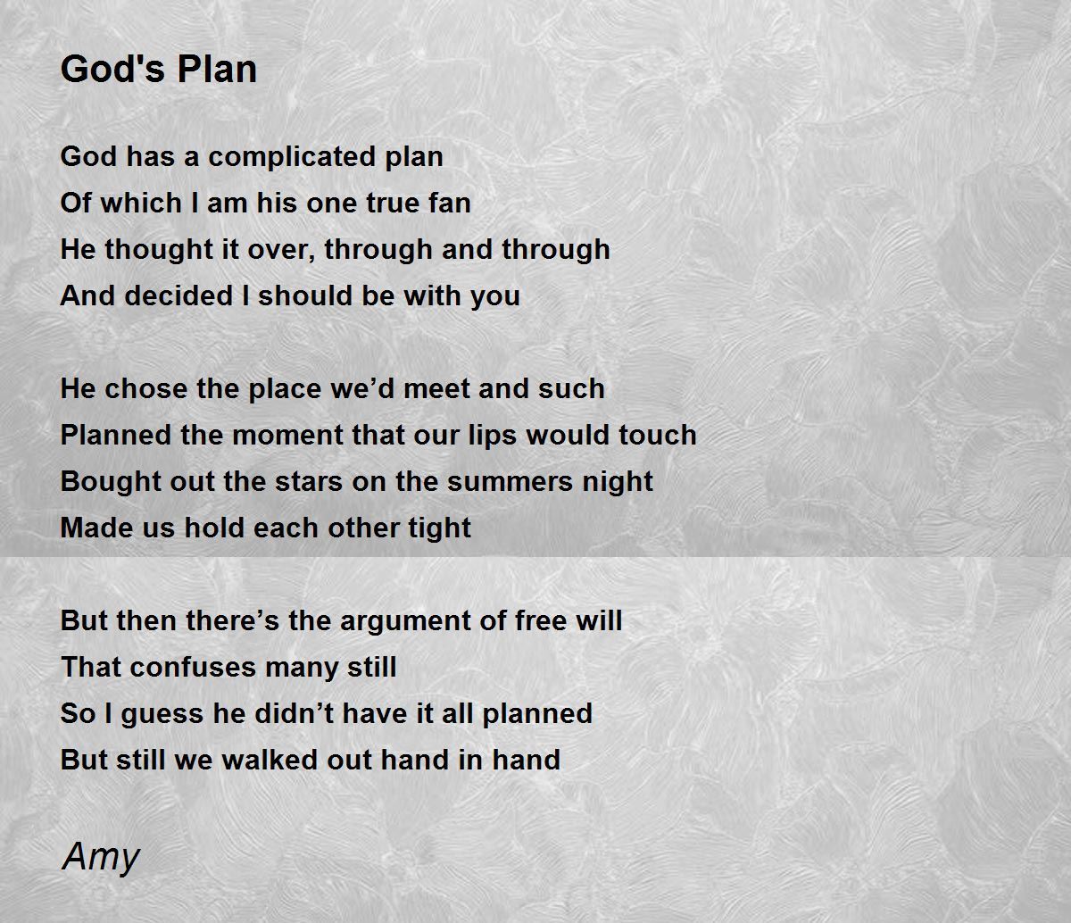 God's Plan Poem by Amy - Poem Hunter