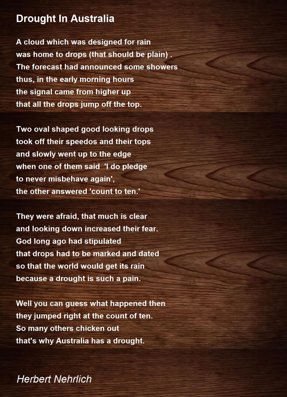 Drought In Australia - Drought In Australia Poem by Herbert Nehrlich