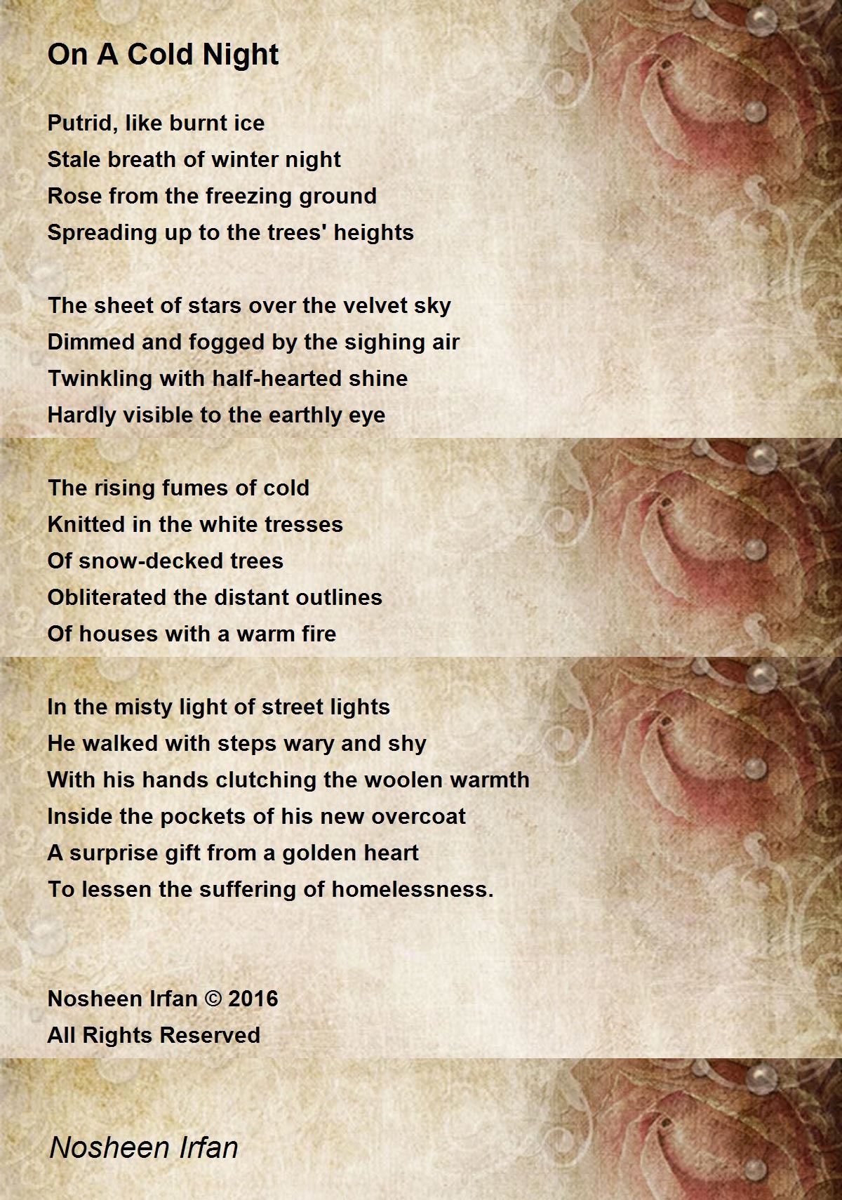 On A Cold Night - On A Cold Night Poem by Nosheen Irfan