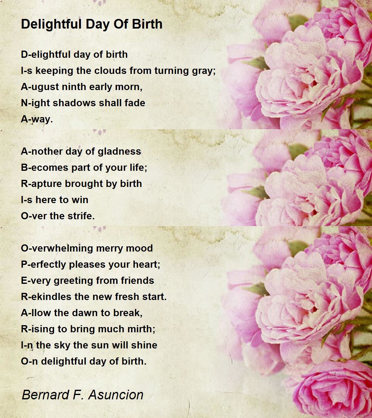 Delightful Day Of Birth By Bernard F Asuncion Delightful Day Of Delightful Day Of Birth By Bernard F Asuncion Delightful Day Of