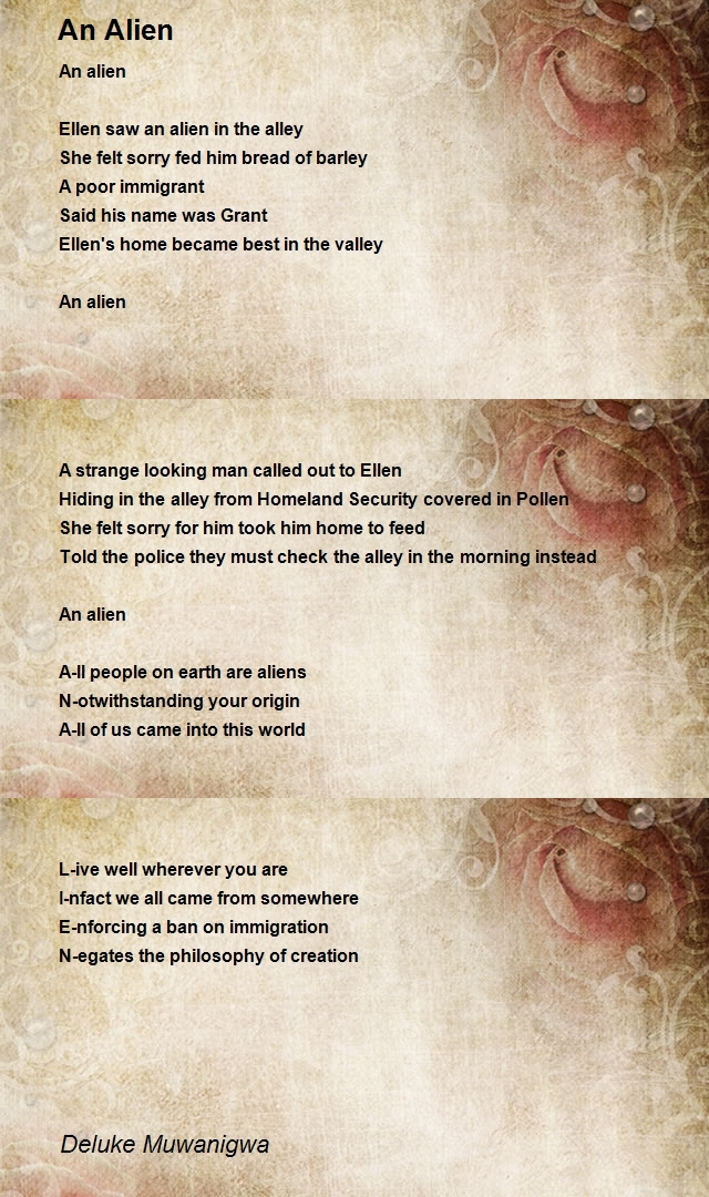 An Alien Poem by Deluke Muwanigwa - Poem Hunter
