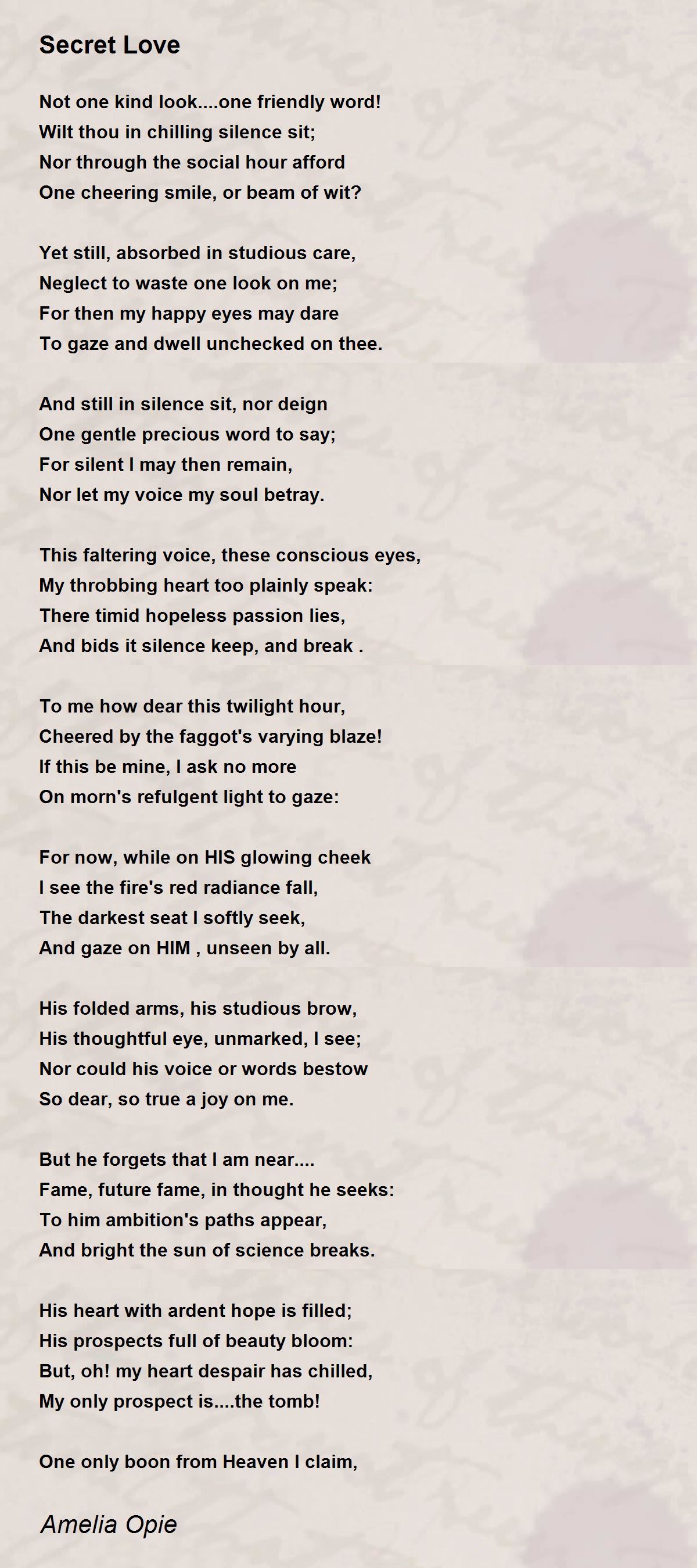 Love Poems For Secret Lovers