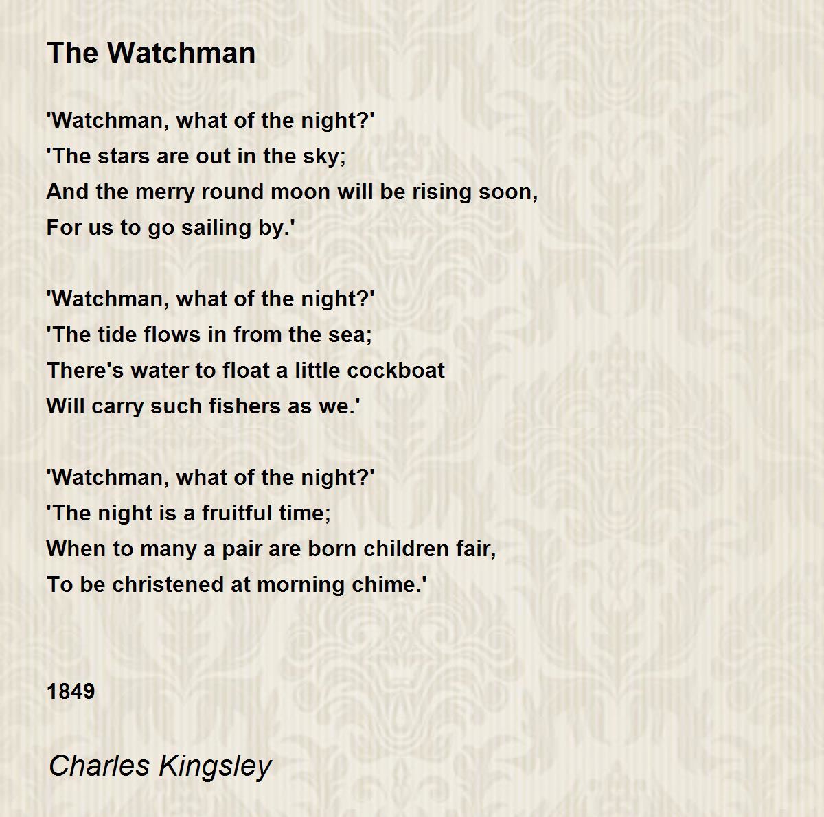 The Watchman Poem by Charles Kingsley - Poem Hunter