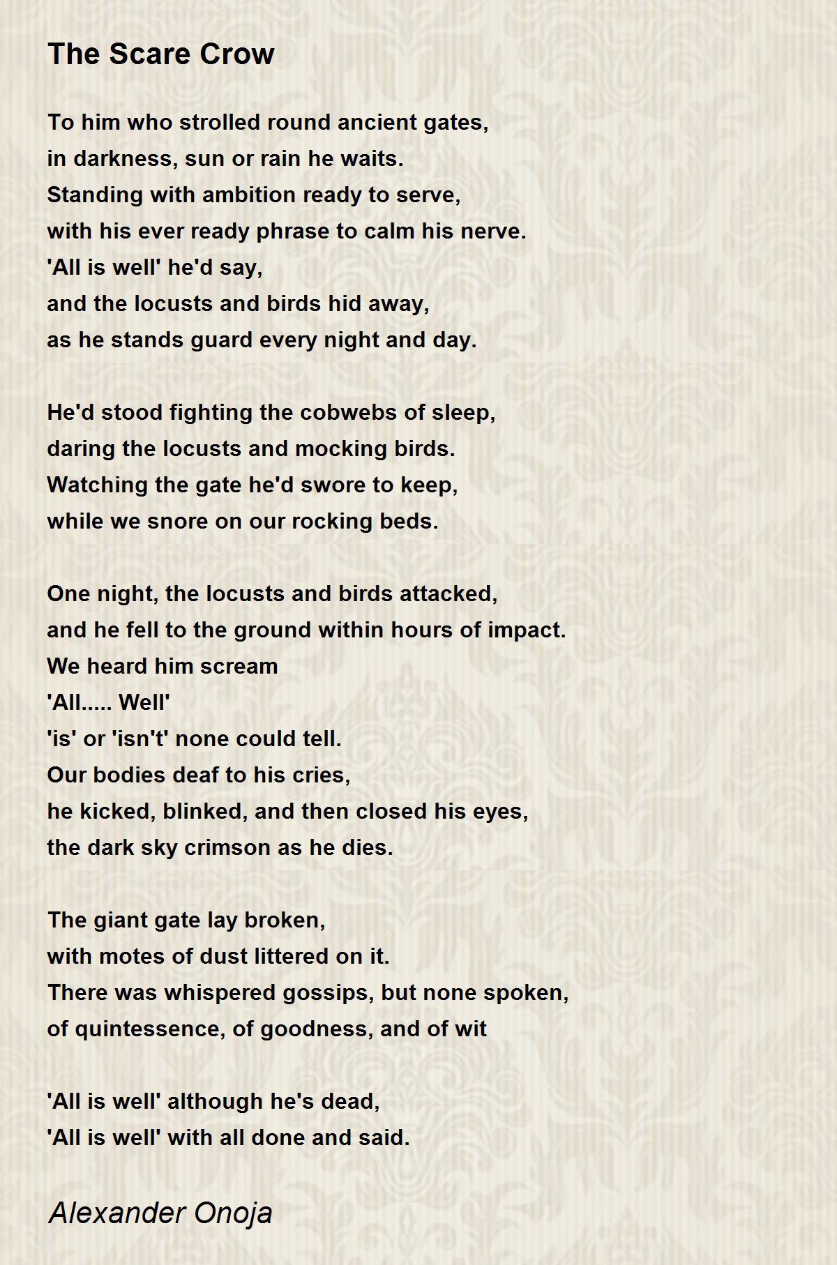 The Scare Crow by Alexander Onoja - The Scare Crow Poem