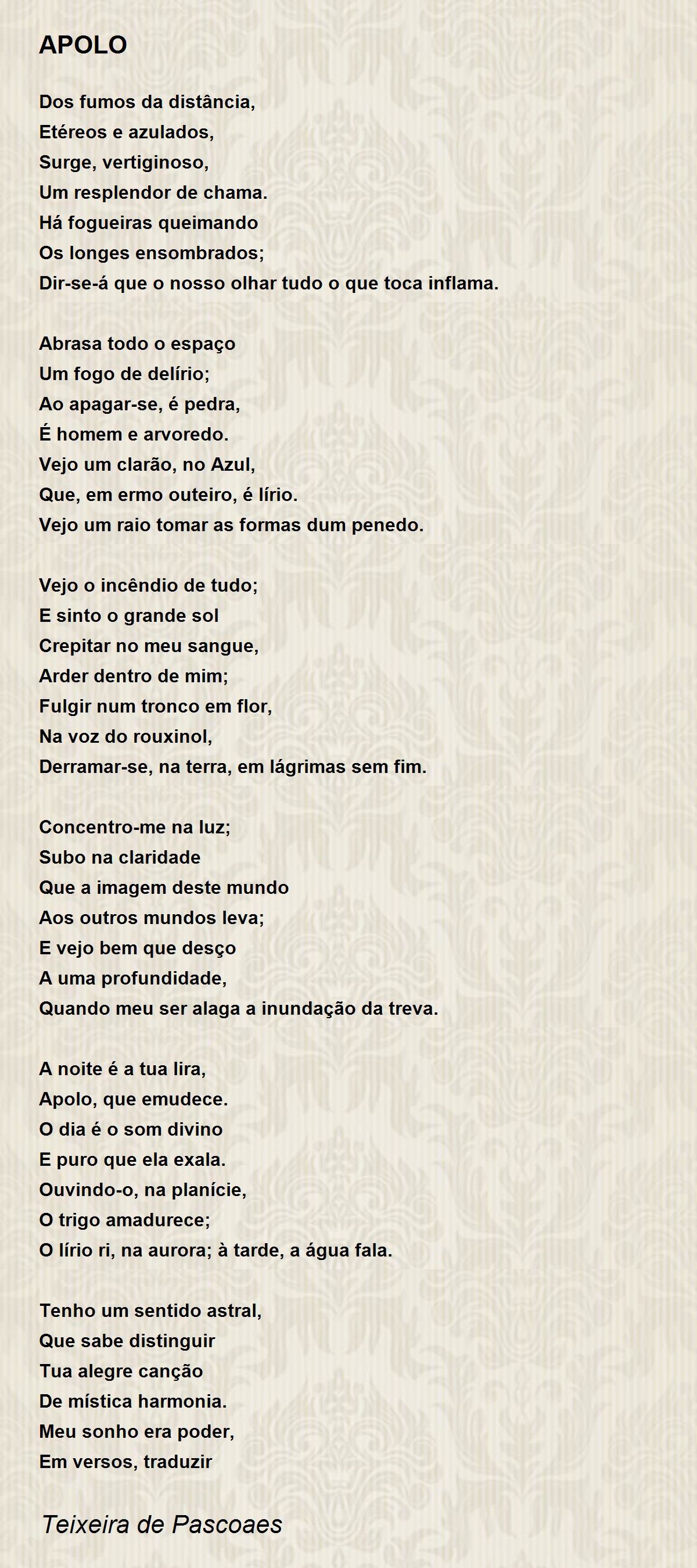 APOLO - APOLO Poem by Teixeira de Pascoaes