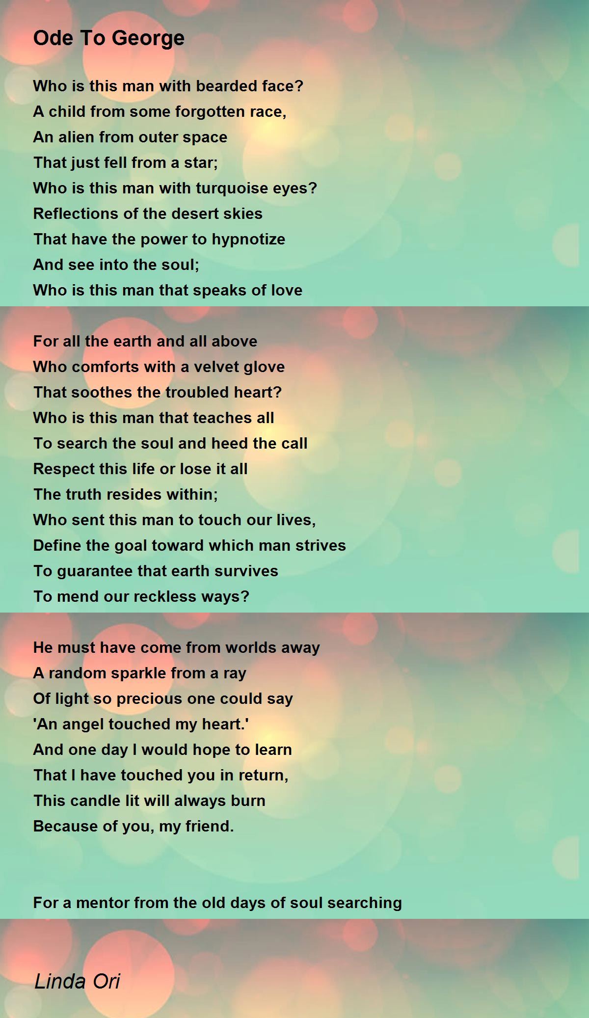 Ode To George - Ode To George Poem by Linda Ori