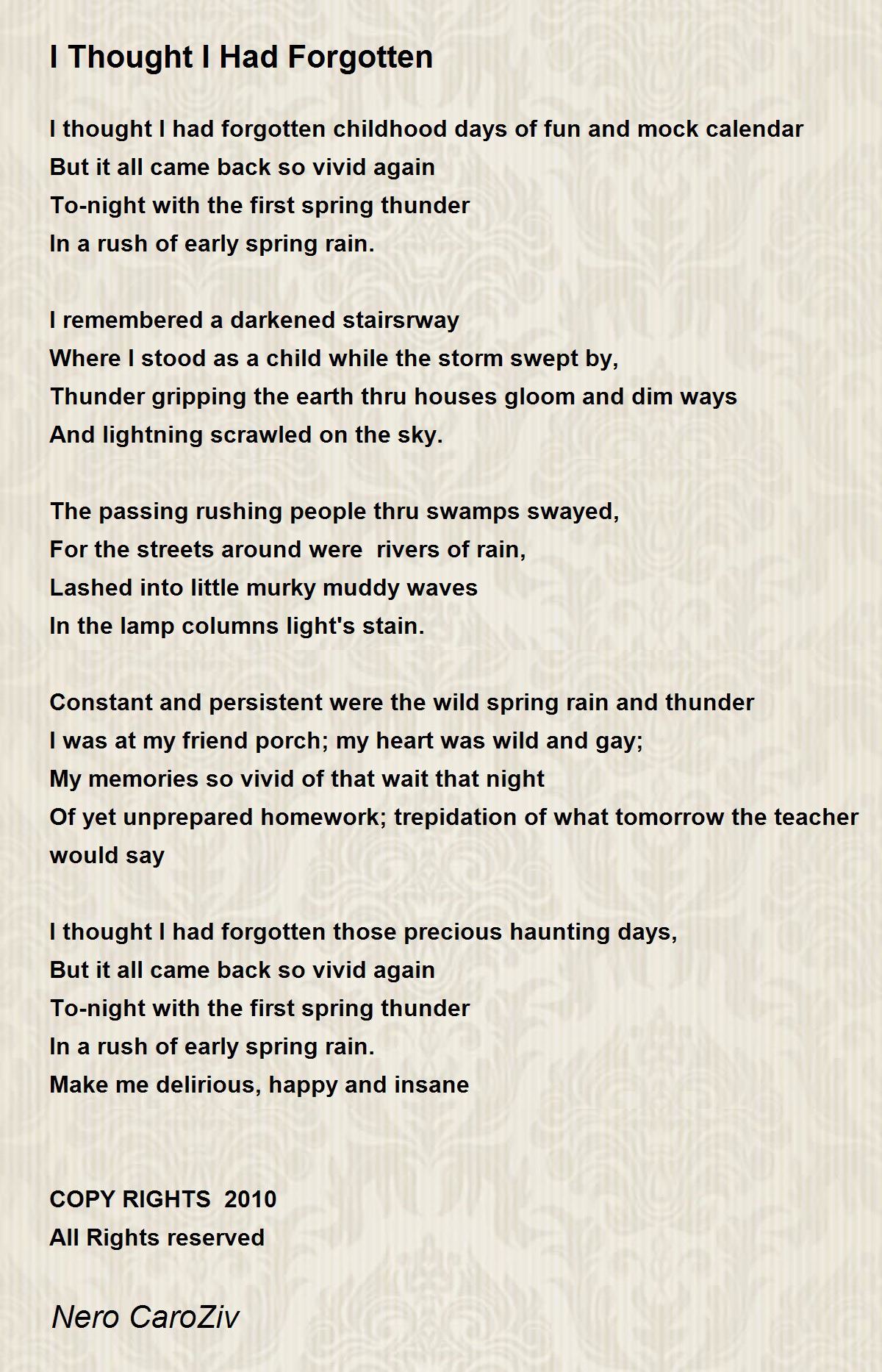 Poems About Being Forgotten