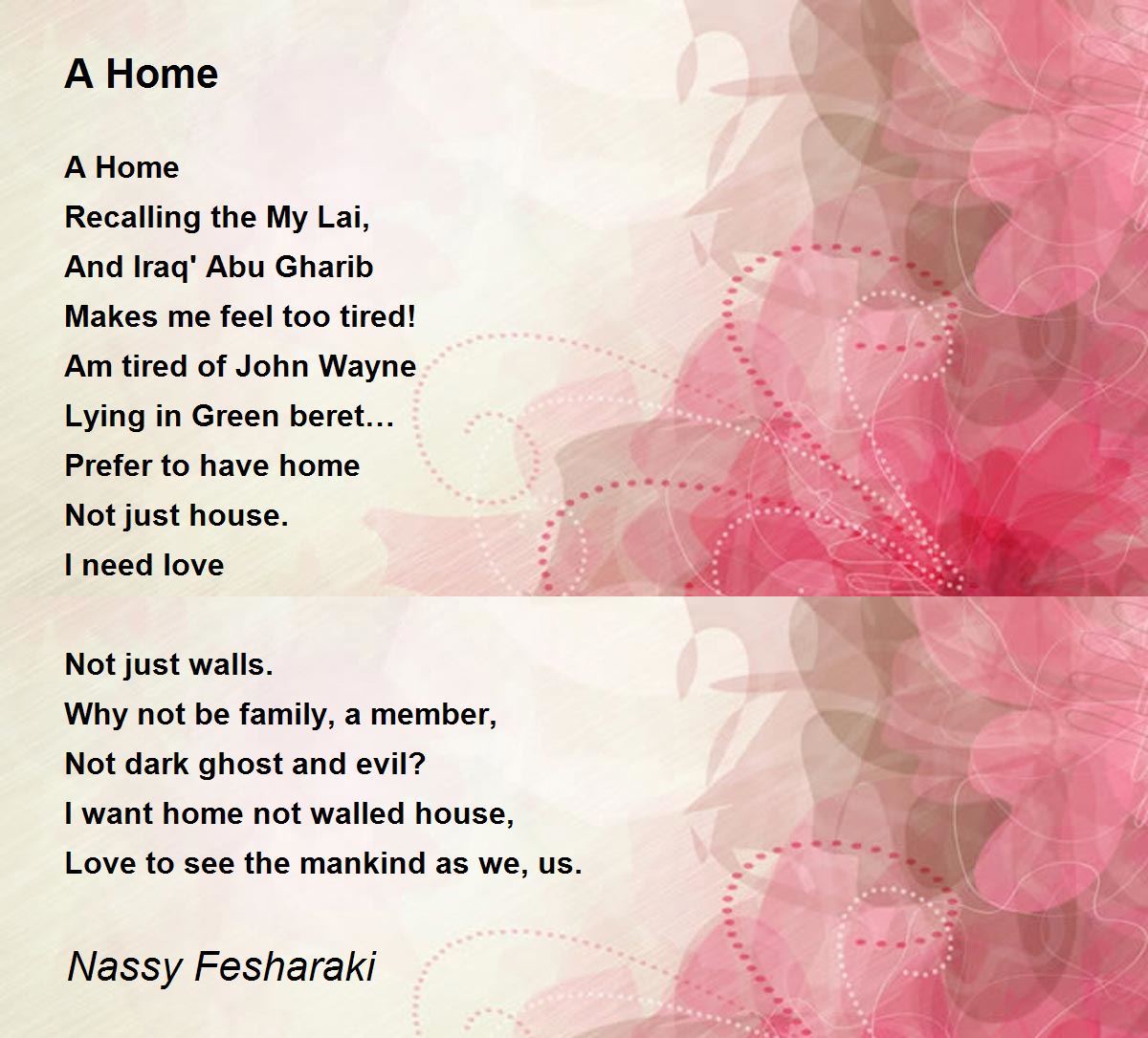 A Home - A Home Poem by Nassy Fesharaki