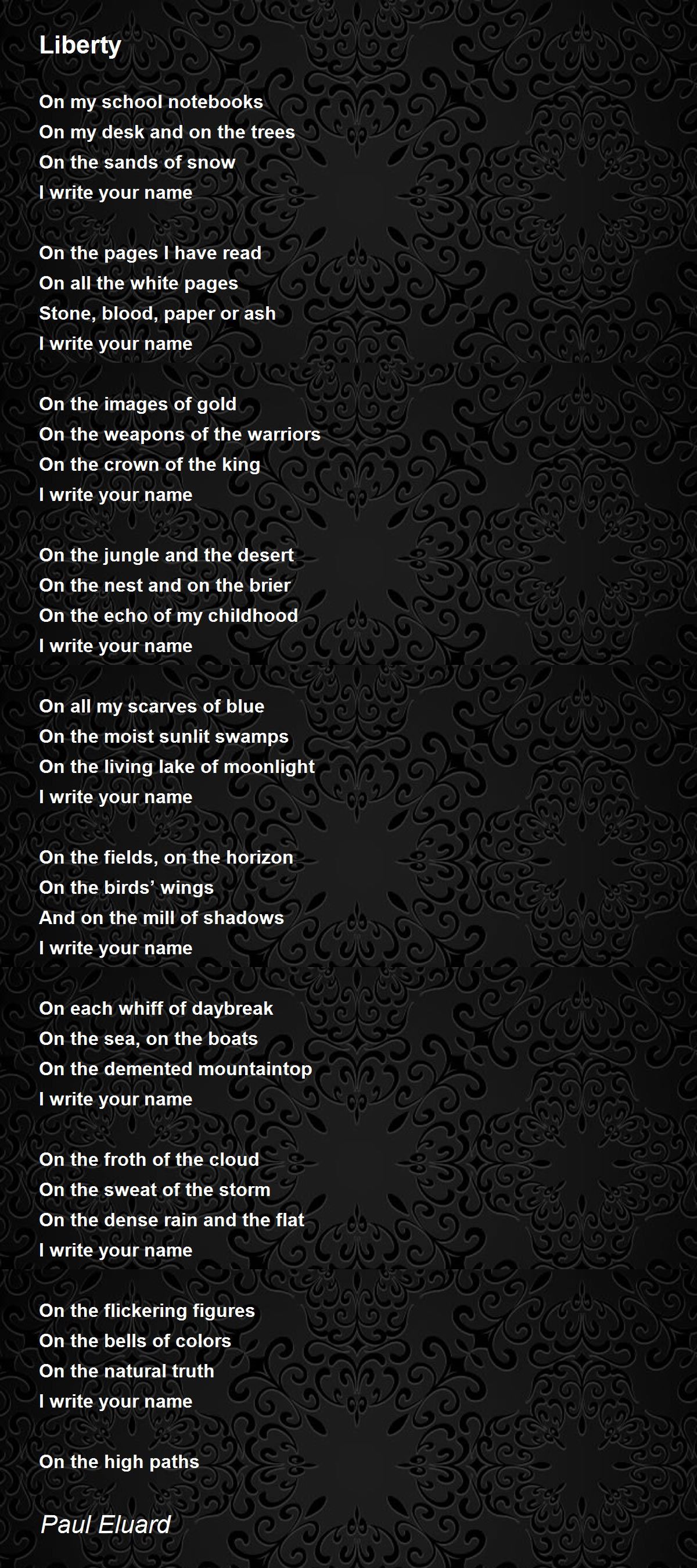 Liberty Poem by Paul Eluard - Poem Hunter