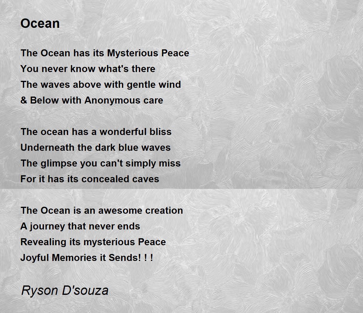 Ocean - Ocean Poem by Ryson Dsouza