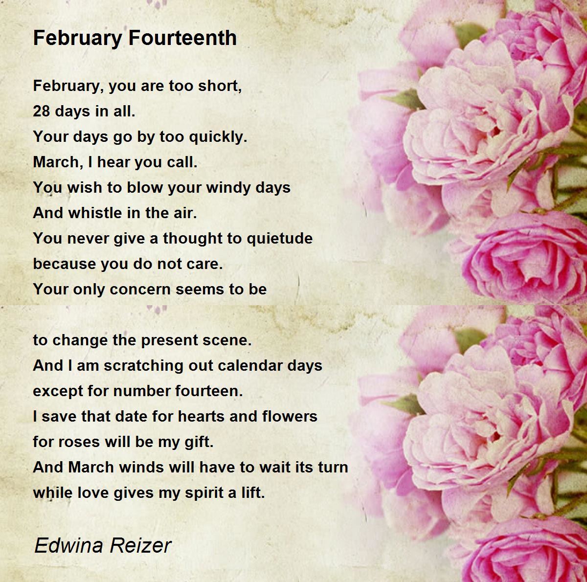 February Fourteenth - February Fourteenth Poem by Edwina Reizer
