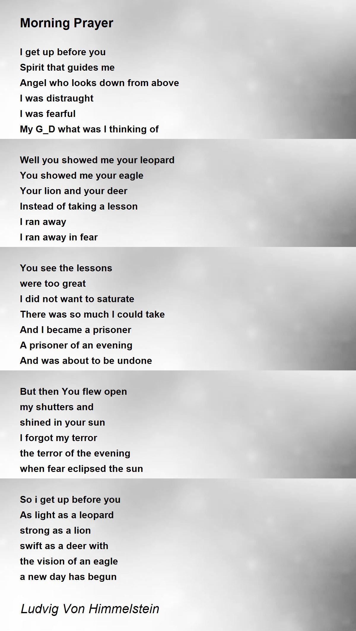 Morning Prayer Poem by Ludvig Von Himmelstein - Poem Hunter