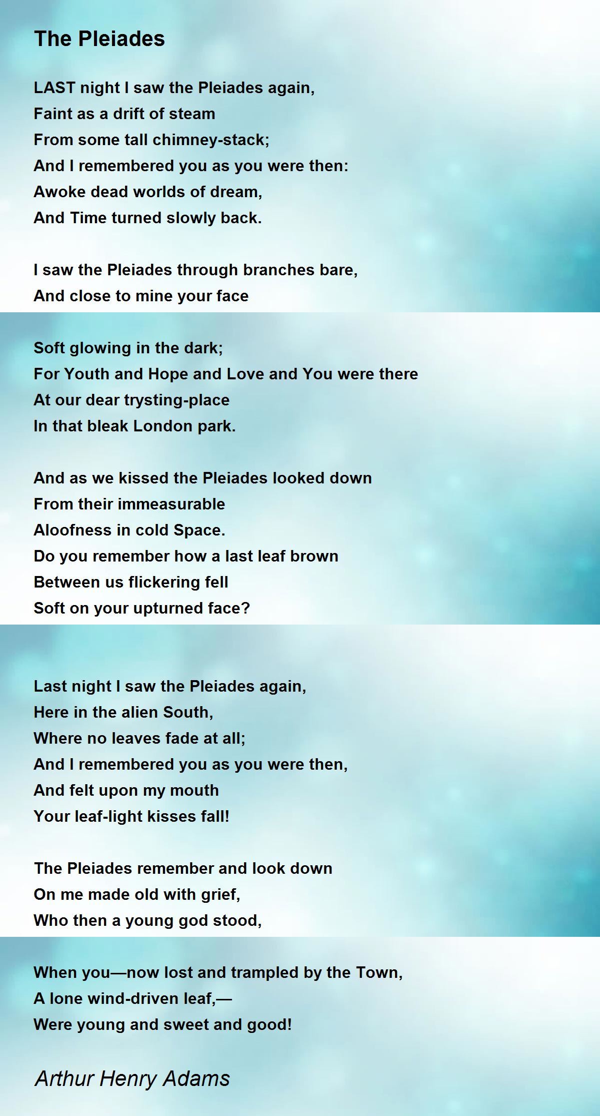 The Pleiades Poem by Arthur Henry Adams - Poem Hunter