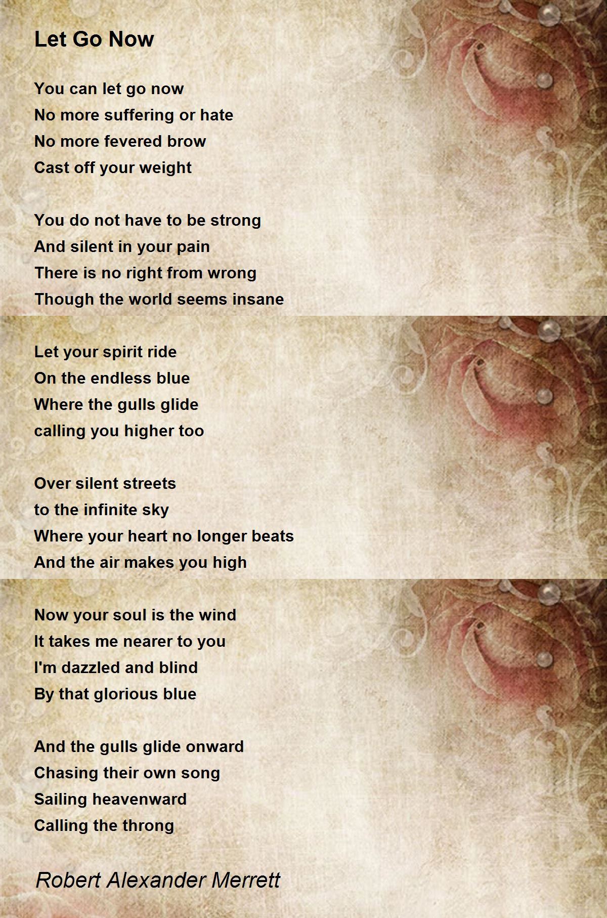 Let Go Now by Robert Merrett - Let Go Now Poem