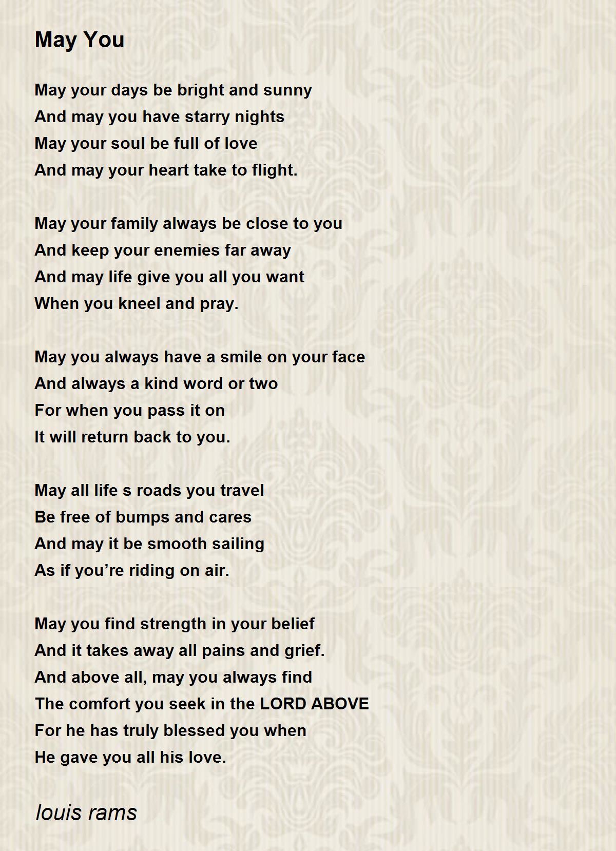 May You - May You Poem by louis rams