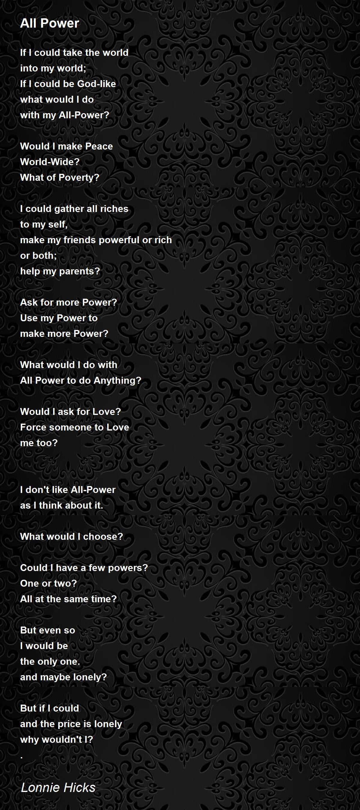 All Power - All Power Poem by Lonnie Hicks