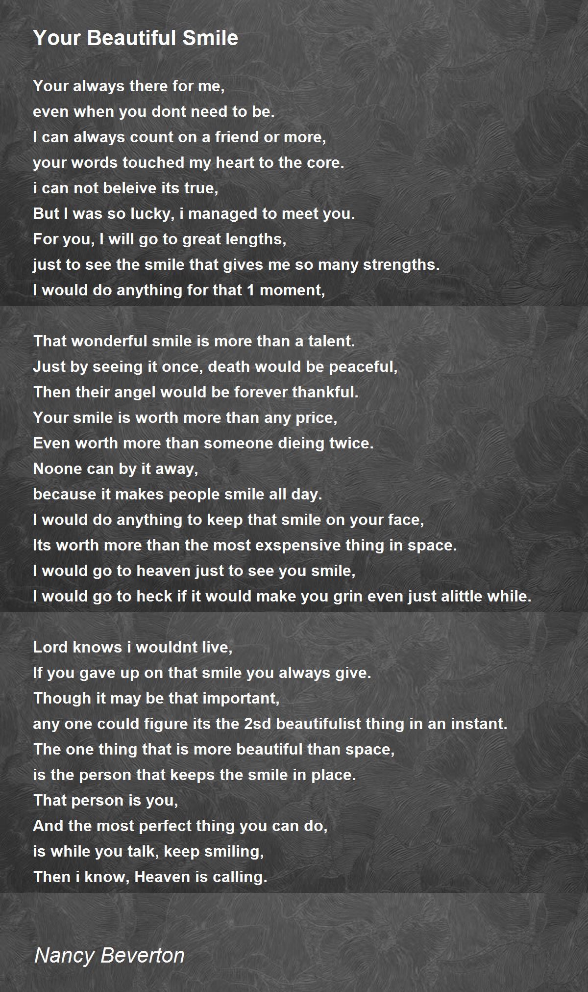 Beautiful Smile Poems Quotes