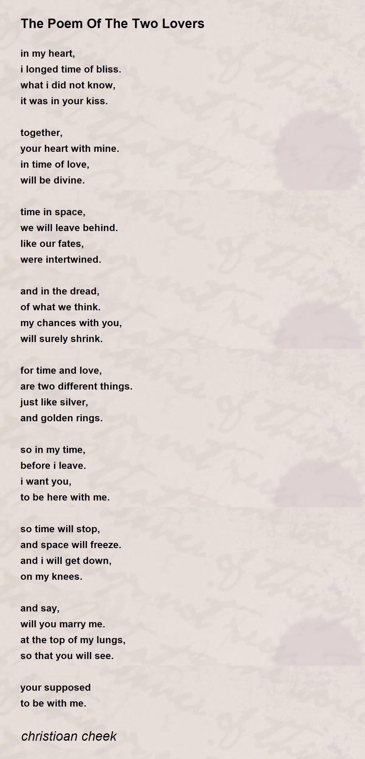 The Poem Of The Two Lovers by christioan cheek - The Poem Of The Two ...