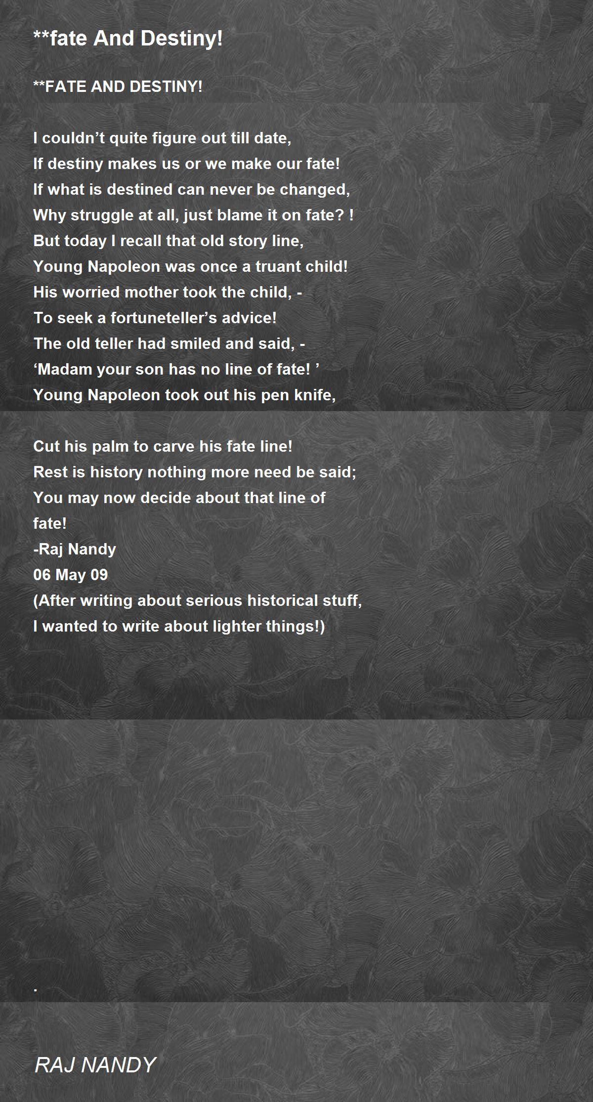 Destiny Poems And Quotes