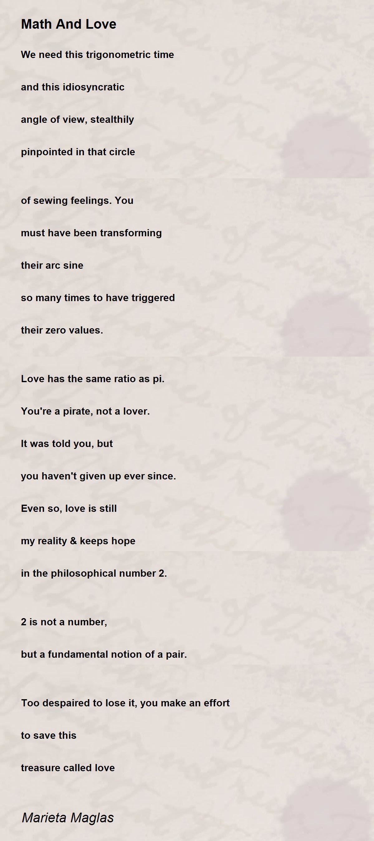 Math And Love - Math And Love Poem by Marieta Maglas