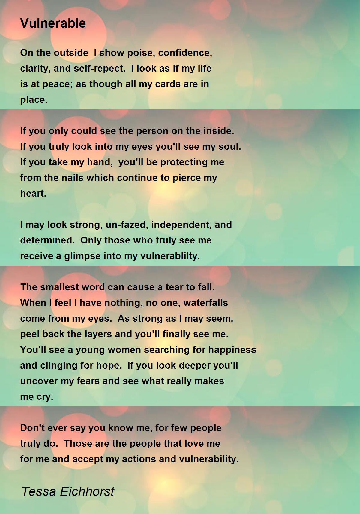 Vulnerable - Vulnerable Poem by Tessa Eichhorst