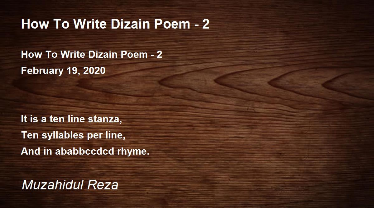 How To Write Dizain Poem - 2 - How To Write Dizain Poem - 2 Poem by ...