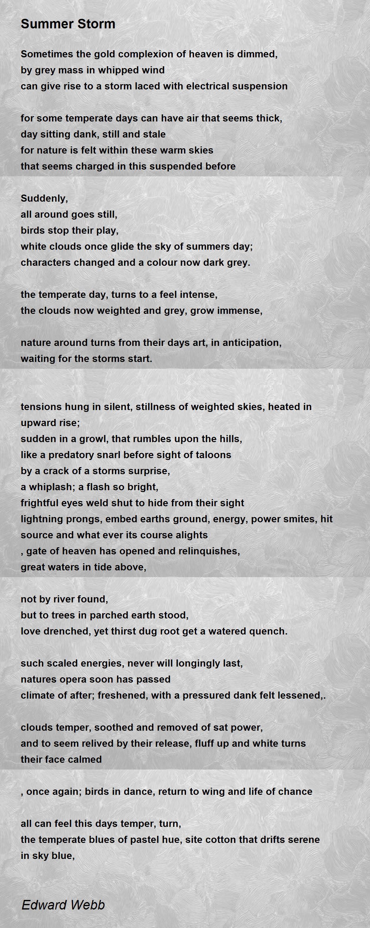 Summer Storm - Summer Storm Poem by Edward Webb