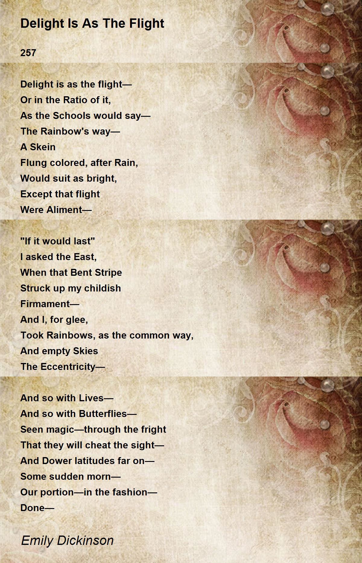 Delight Is As The Flight Poem by Emily Dickinson - Poem Hunter