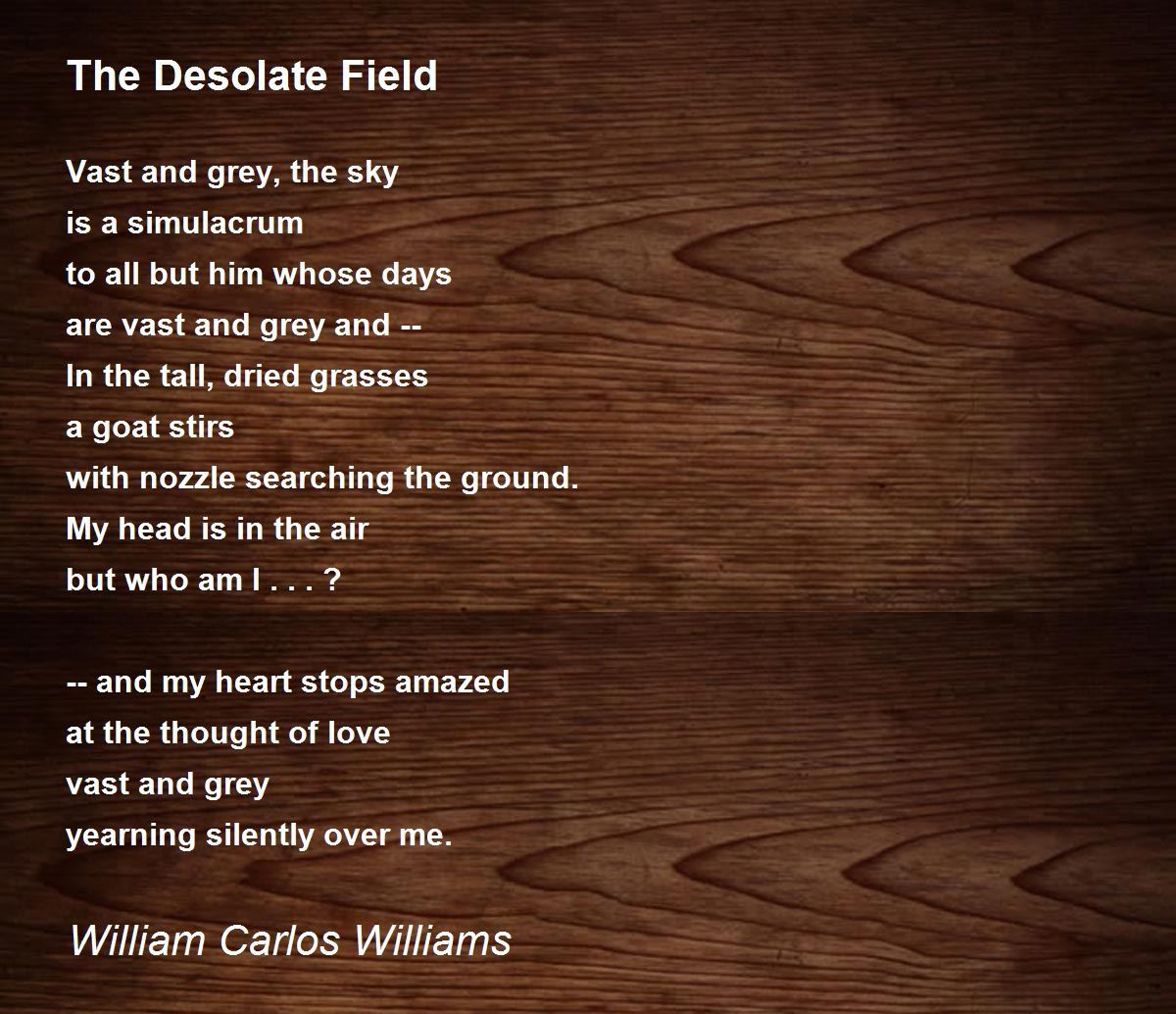 The Desolate Field Poem by William Carlos Williams - Poem Hunter
