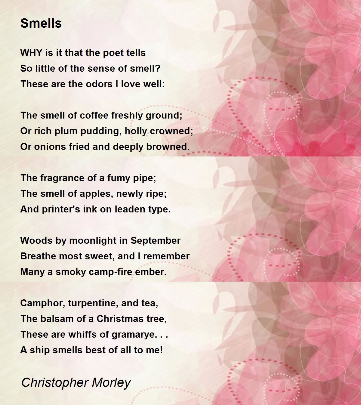 Smells Poem by Christopher Morley - Poem Hunter
