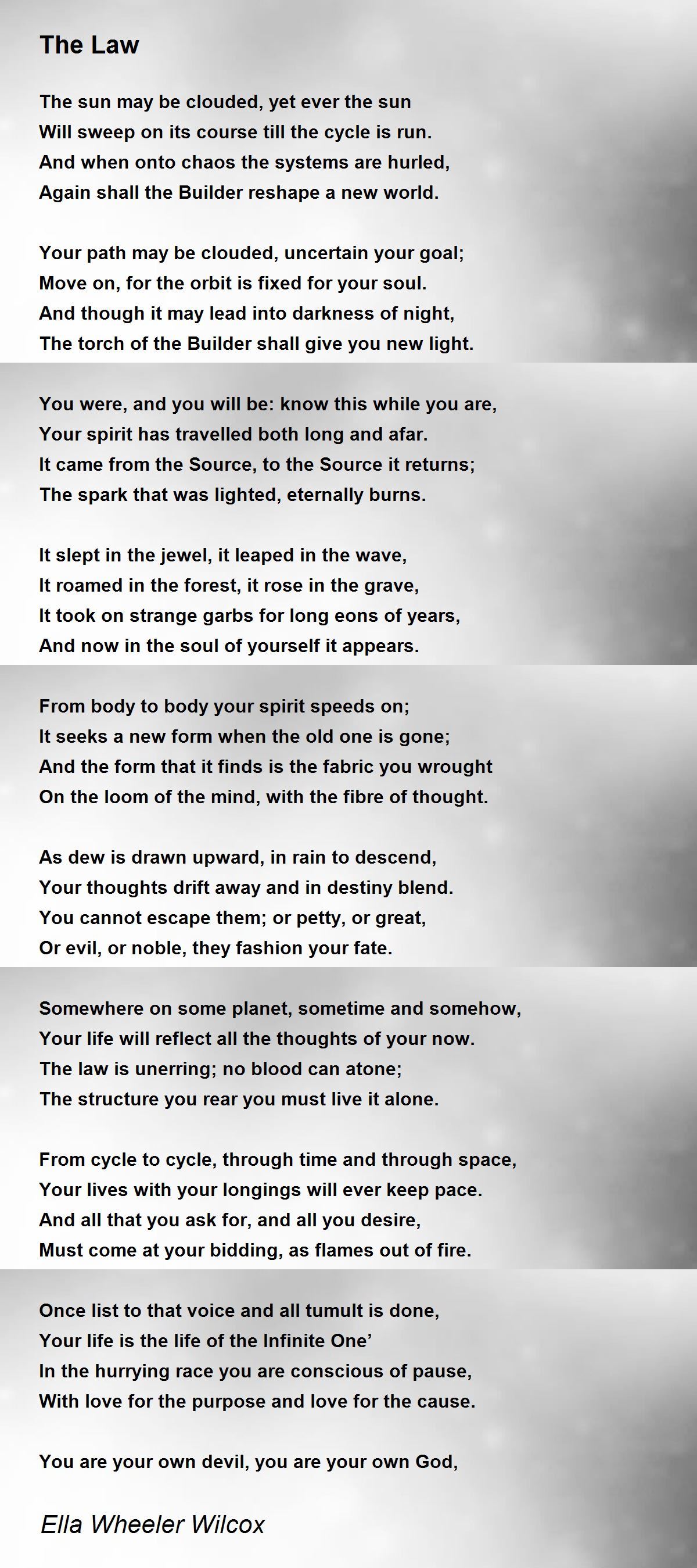 The Law Poem by Ella Wheeler Wilcox - Poem Hunter