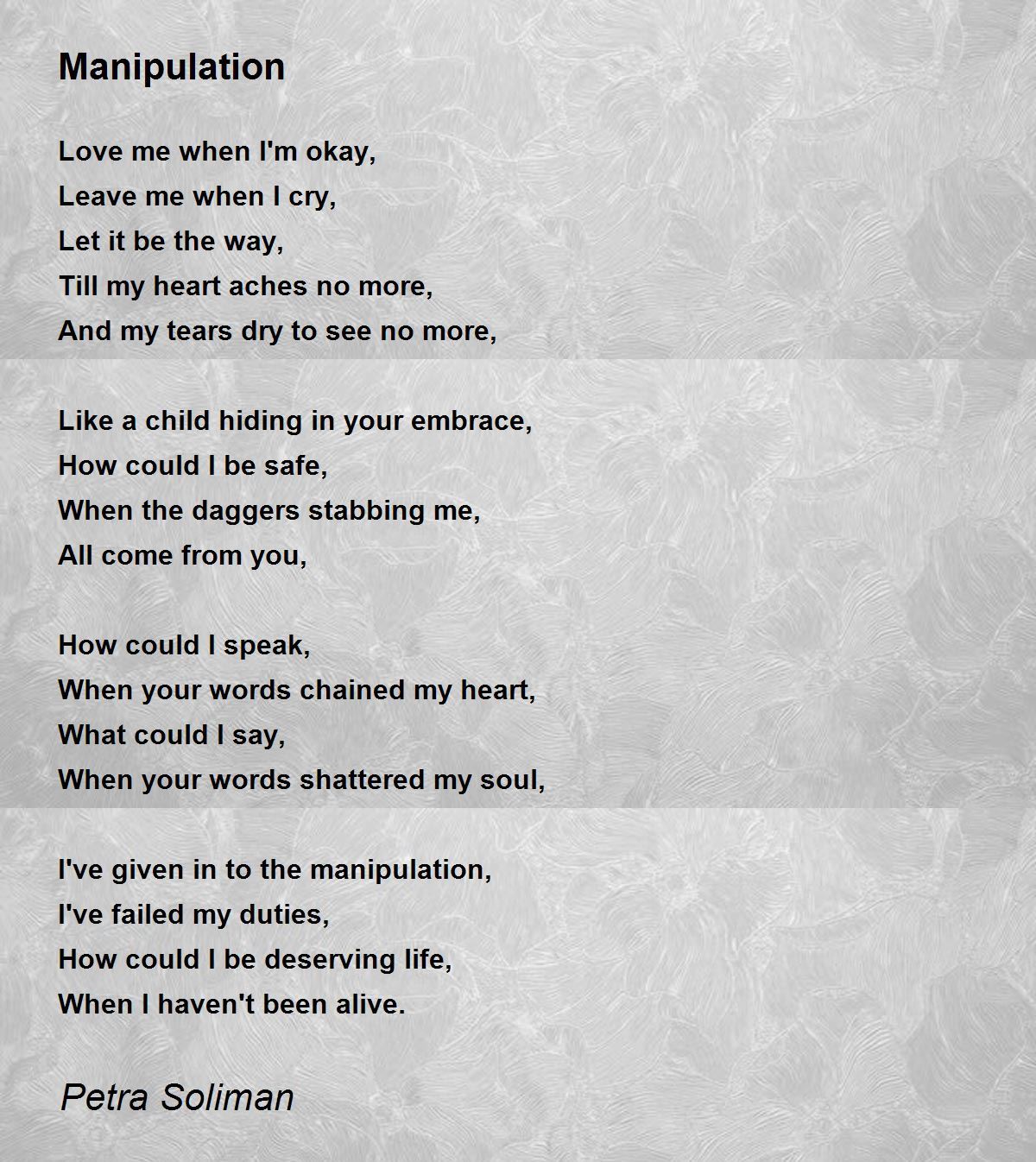 Manipulation - Manipulation Poem by Petra Soliman