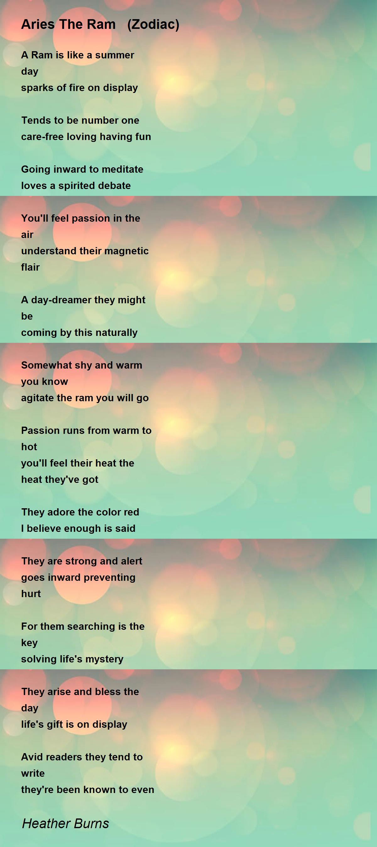 Aries The Ram (Zodiac) Poem by Heather Burns - Poem Hunter