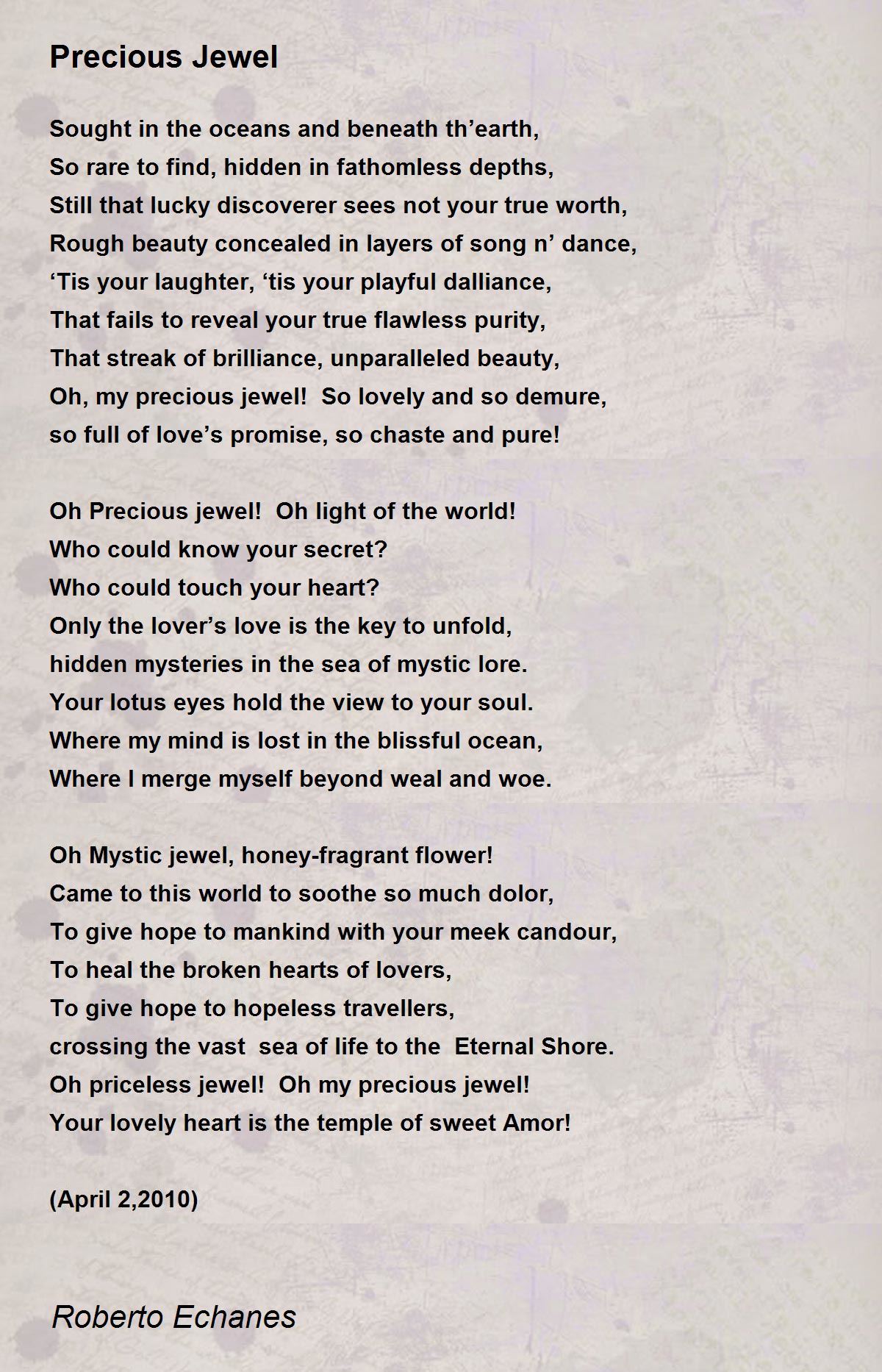 Precious Jewel by Roberto Echanes - Precious Jewel Poem