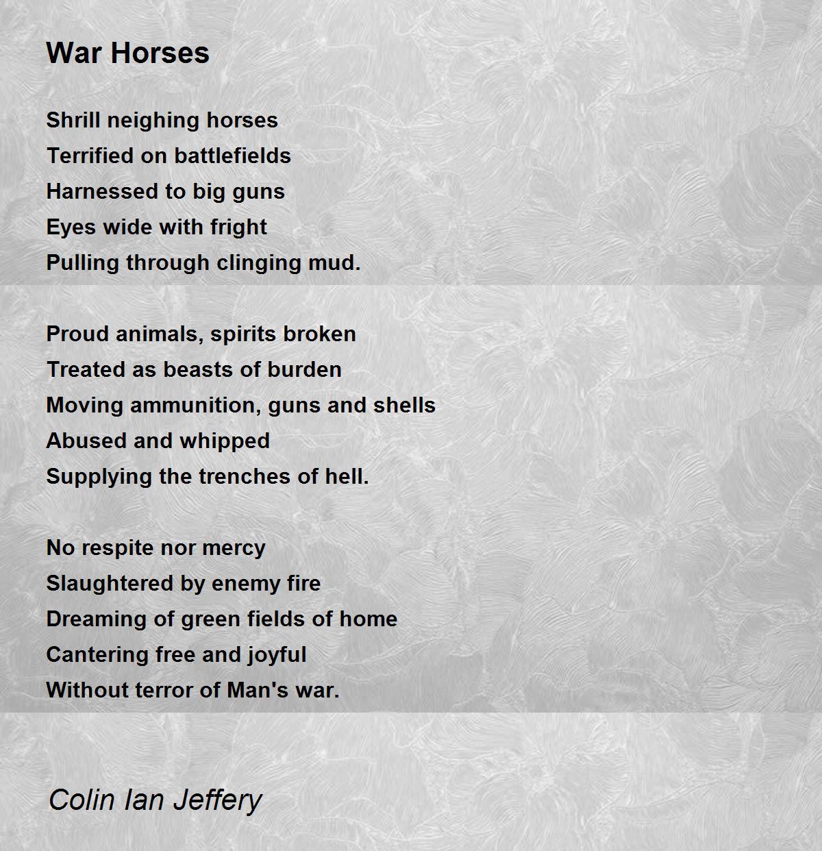 War Horses - War Horses Poem by Colin Ian Jeffery
